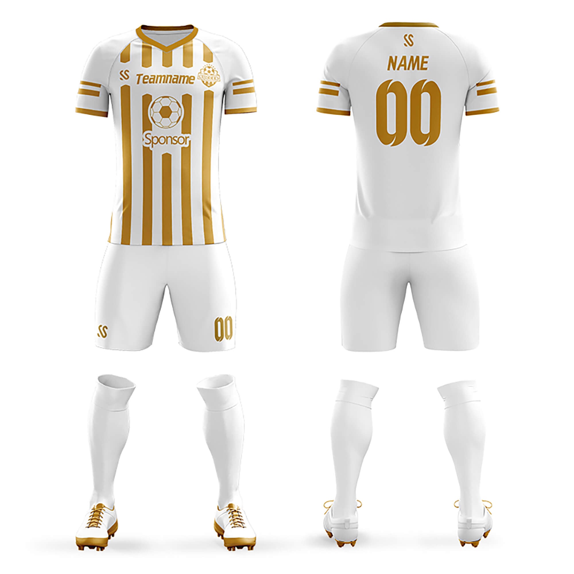 Customize Gold Soccer Jersey | Personalized Printed for Team - KXKSHOP