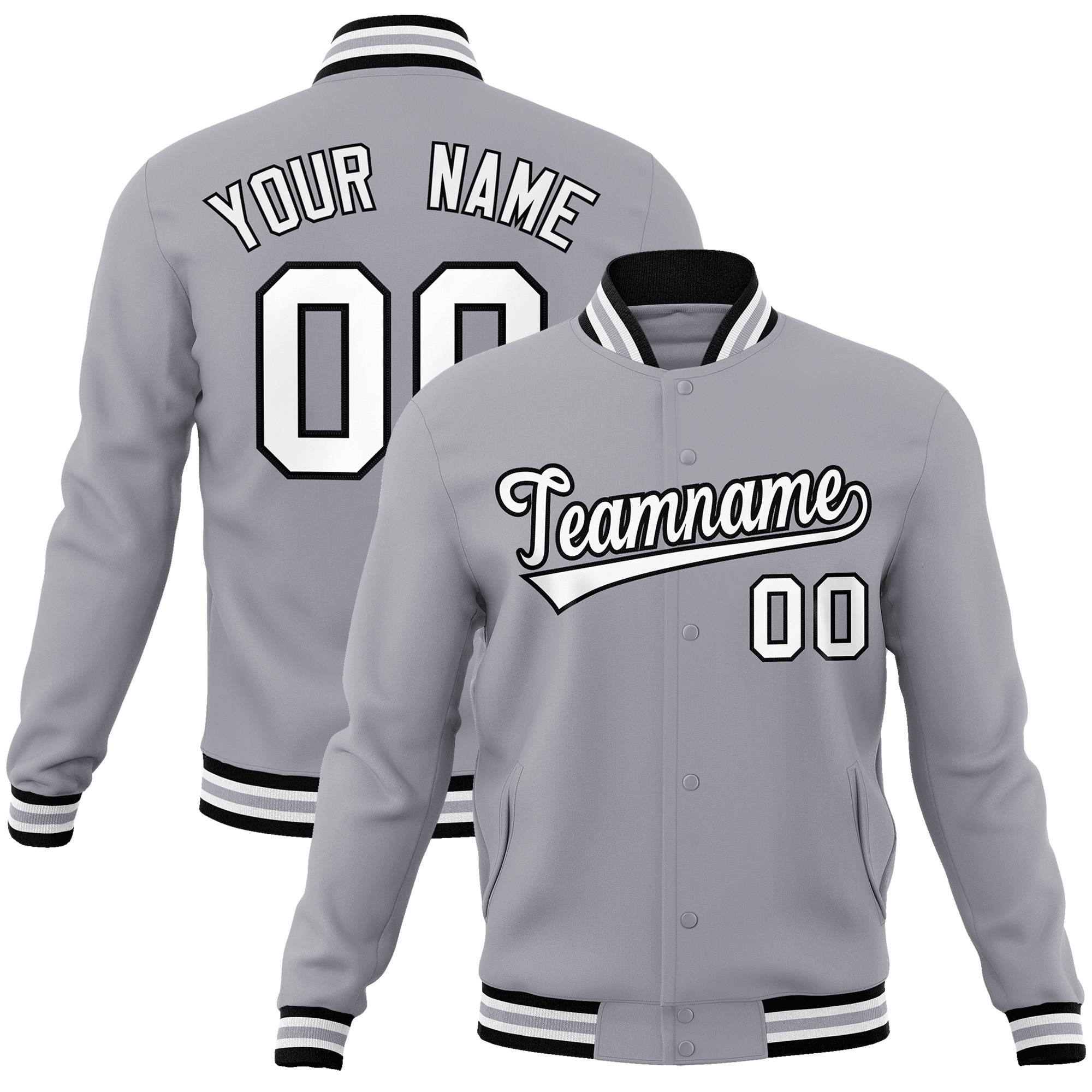 Customize Gray Jacket | Personalized Baseball Warm Up Jacket - KXKSHOP