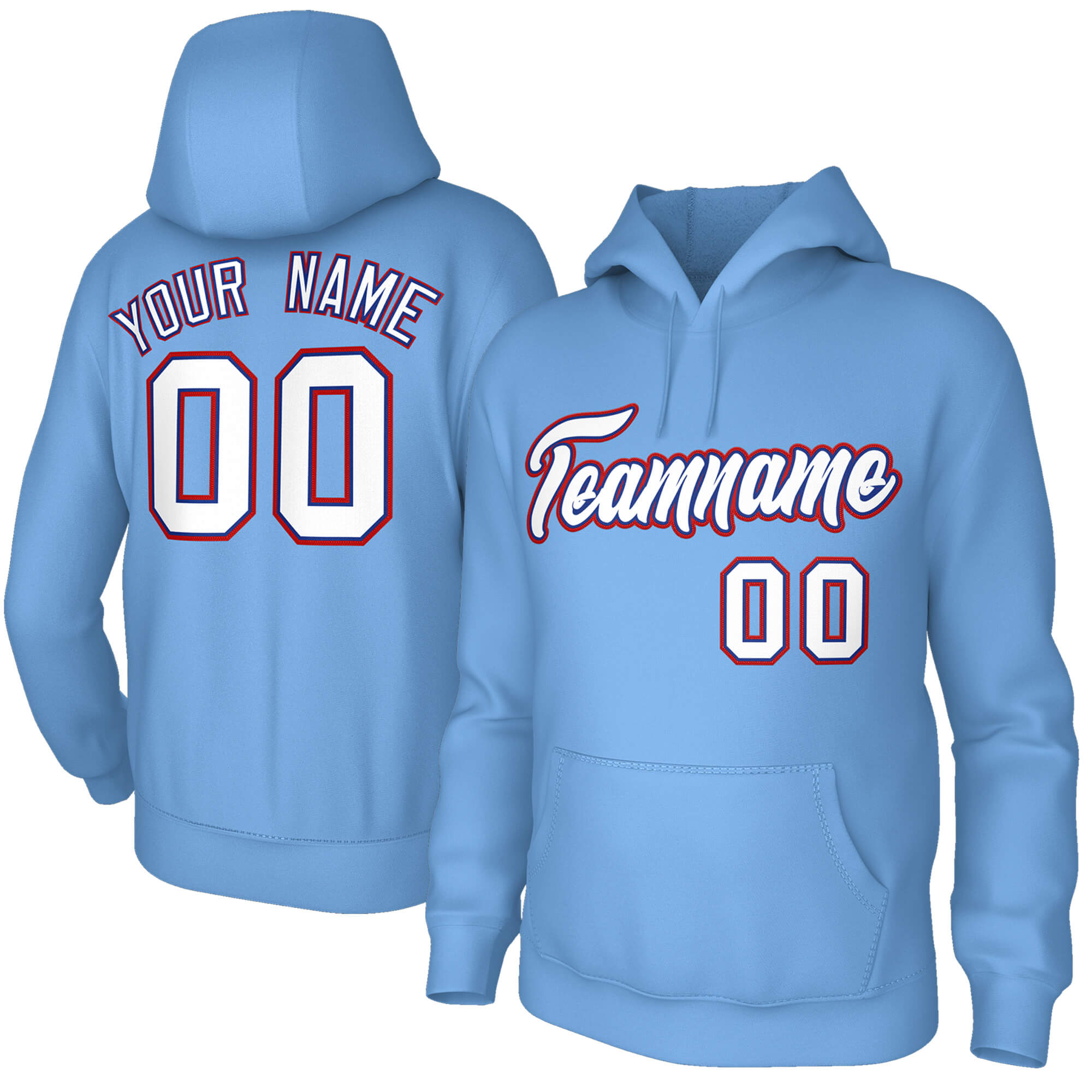 Custom Powder Blue Hoodie | Personalzied Sportwear for Mens - KXKSHOP