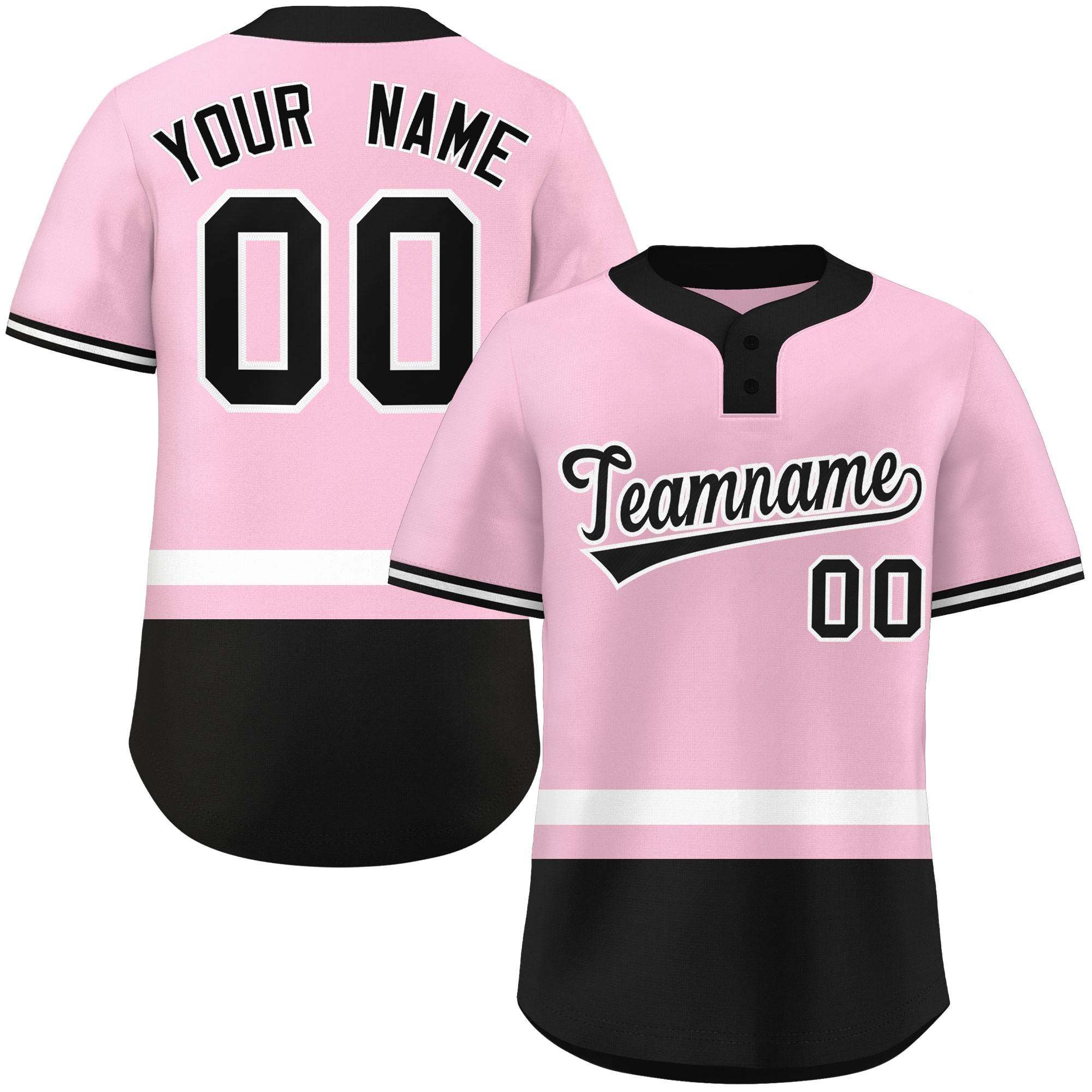 Custom Light Pink White-Black Color Block Personalized Authentic Two-B ...