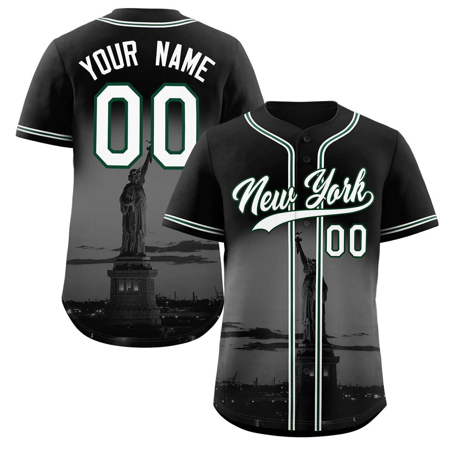 Custom Black White-Green New York City Connect Baseball Jersey – KXKSHOP