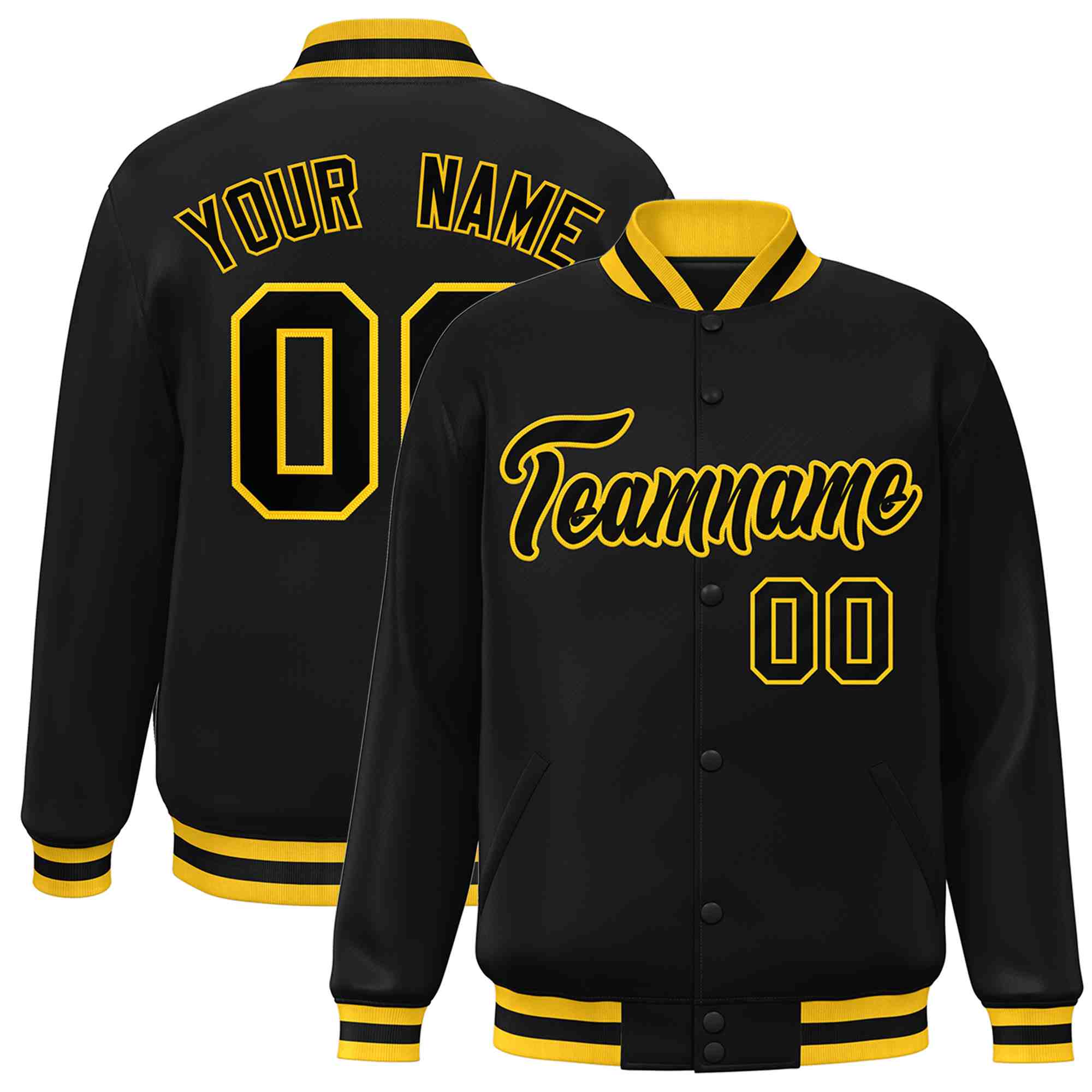 Black And Gold Varsity Jacket - KXKSHOP