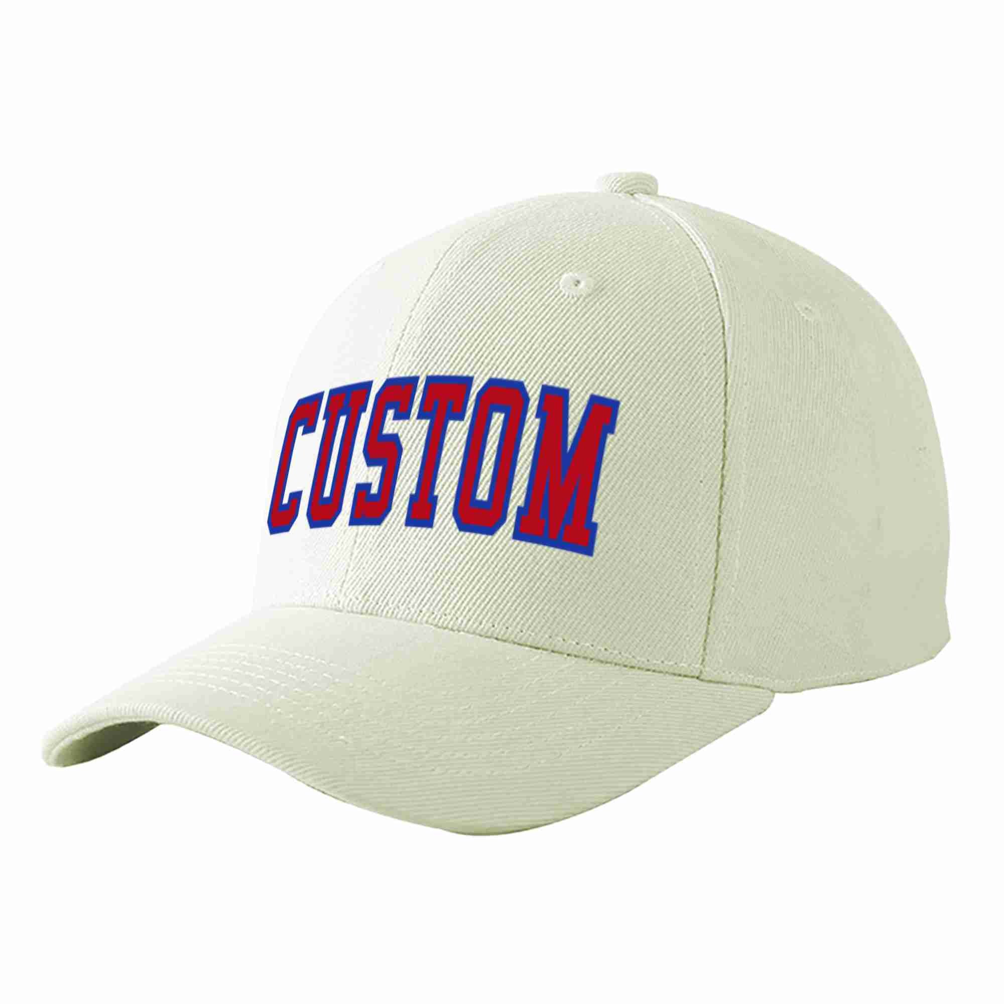 Custom Cream Red-Royal Curved Eaves Sport Baseball Cap Design for Men ...