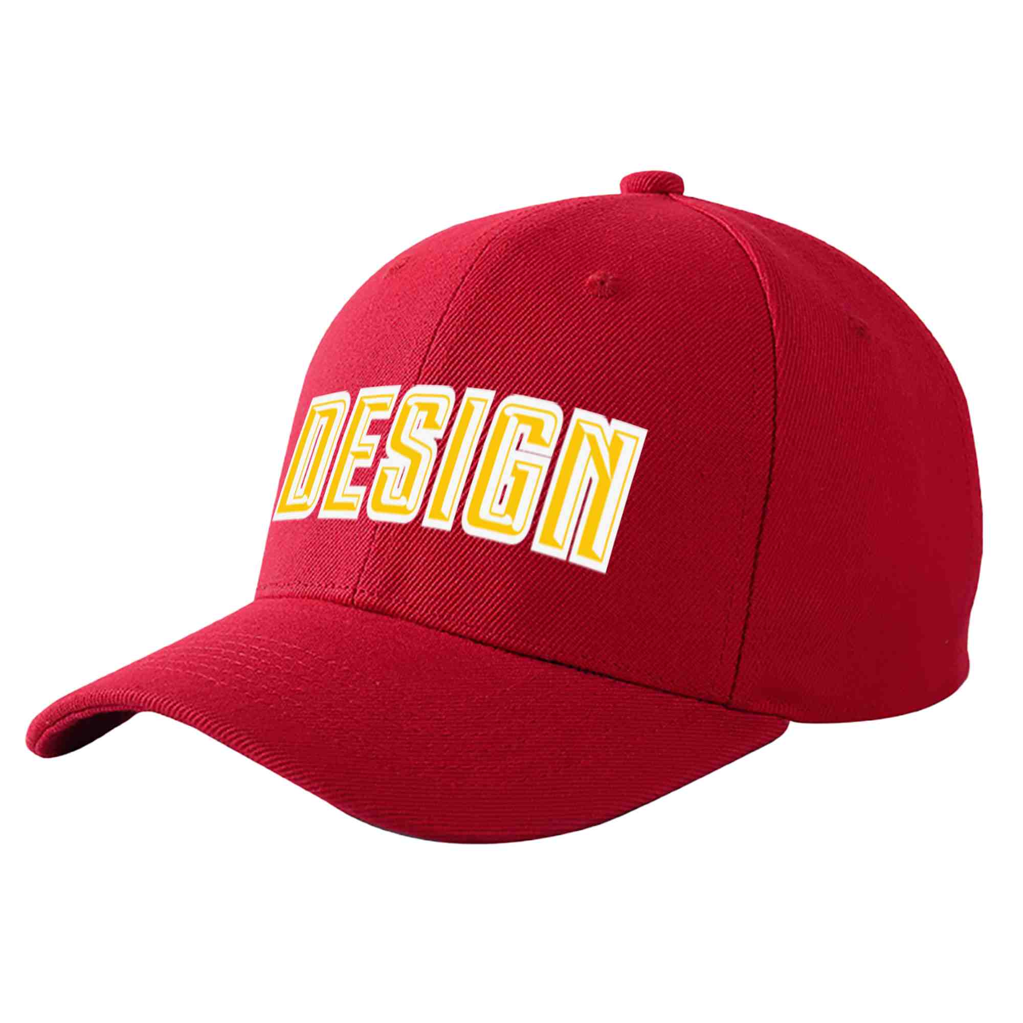 Custom Red Gold-White Curved Eaves Sport Design Baseball Cap – KXKSHOP