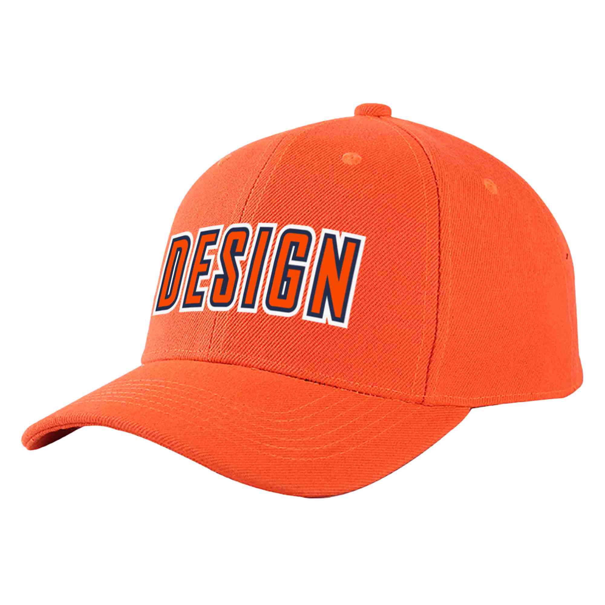 Custom Tangerine Orange-Navy Curved Eaves Sport Design Baseball Cap ...