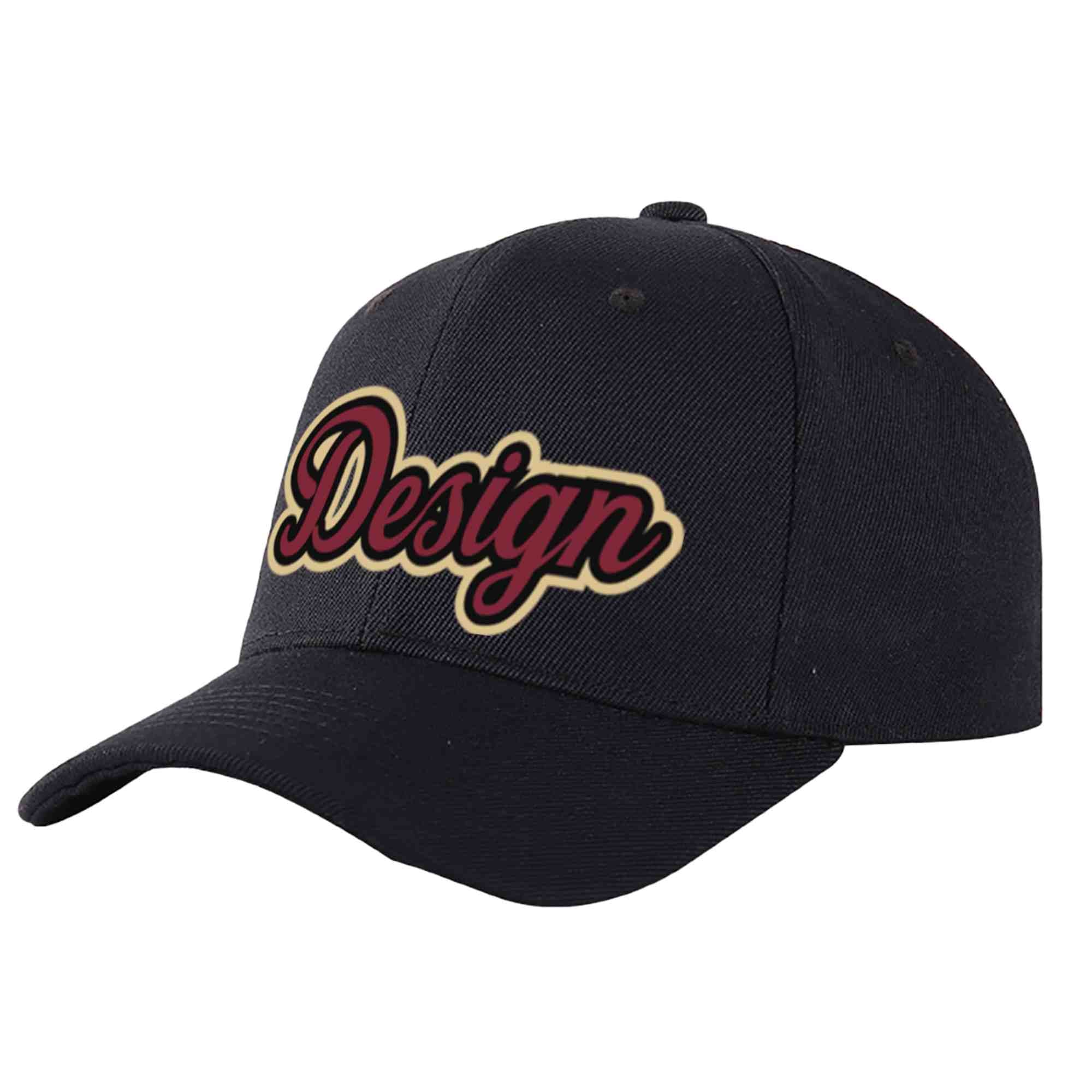 Custom Black Crimson-Black Curved Eaves Sport Design Baseball Cap – KXKSHOP
