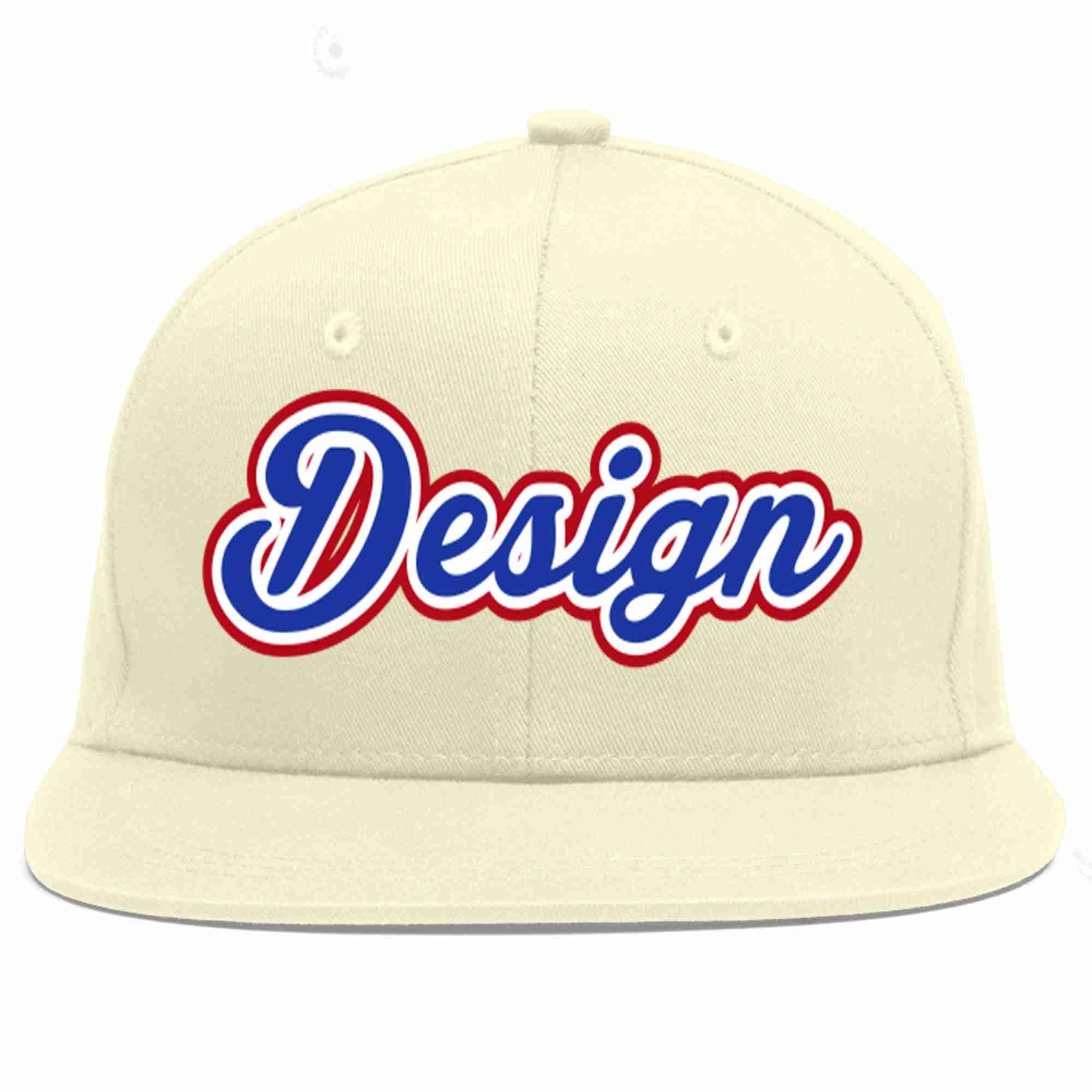 Custom Cream Royal-White Flat Eaves Sport Baseball Cap Design for Men ...