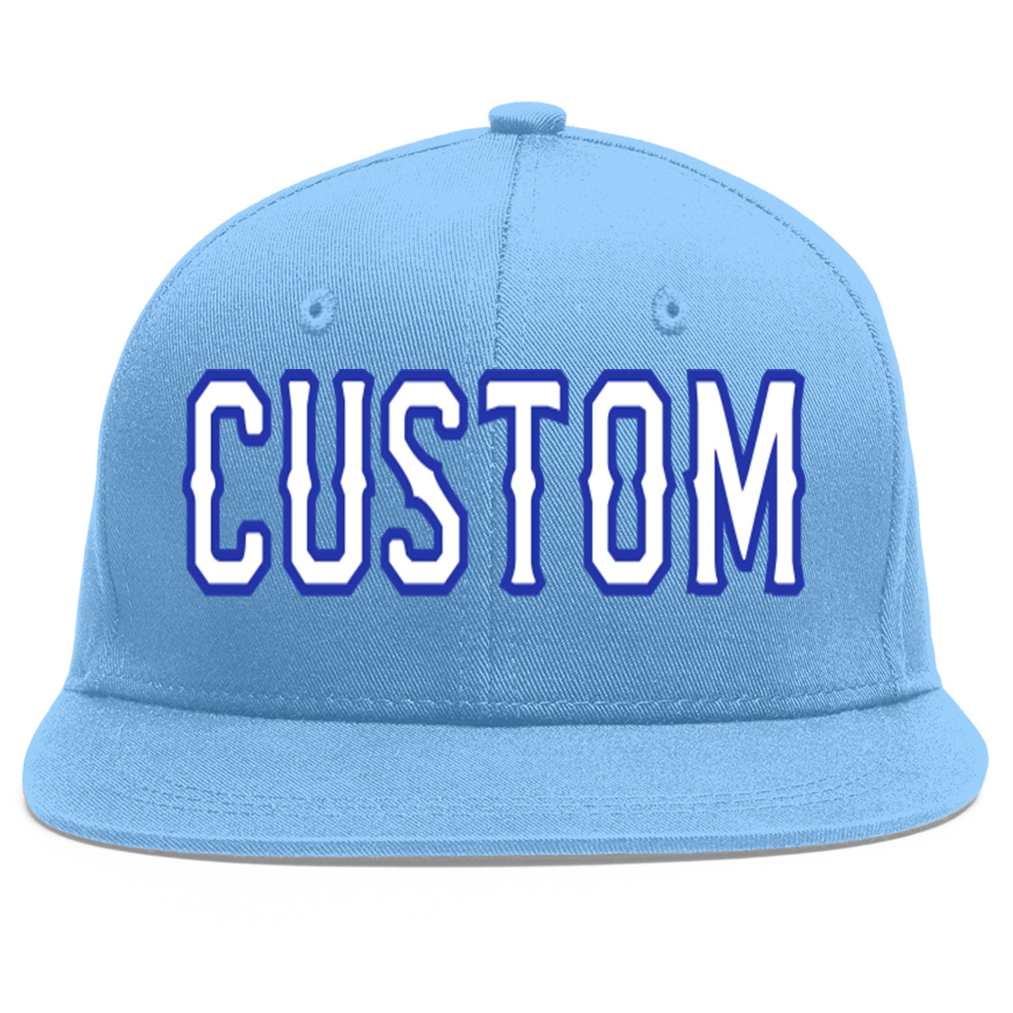 Custom Light Blue White-Royal Flat Eaves Sport Baseball Cap – KXKSHOP