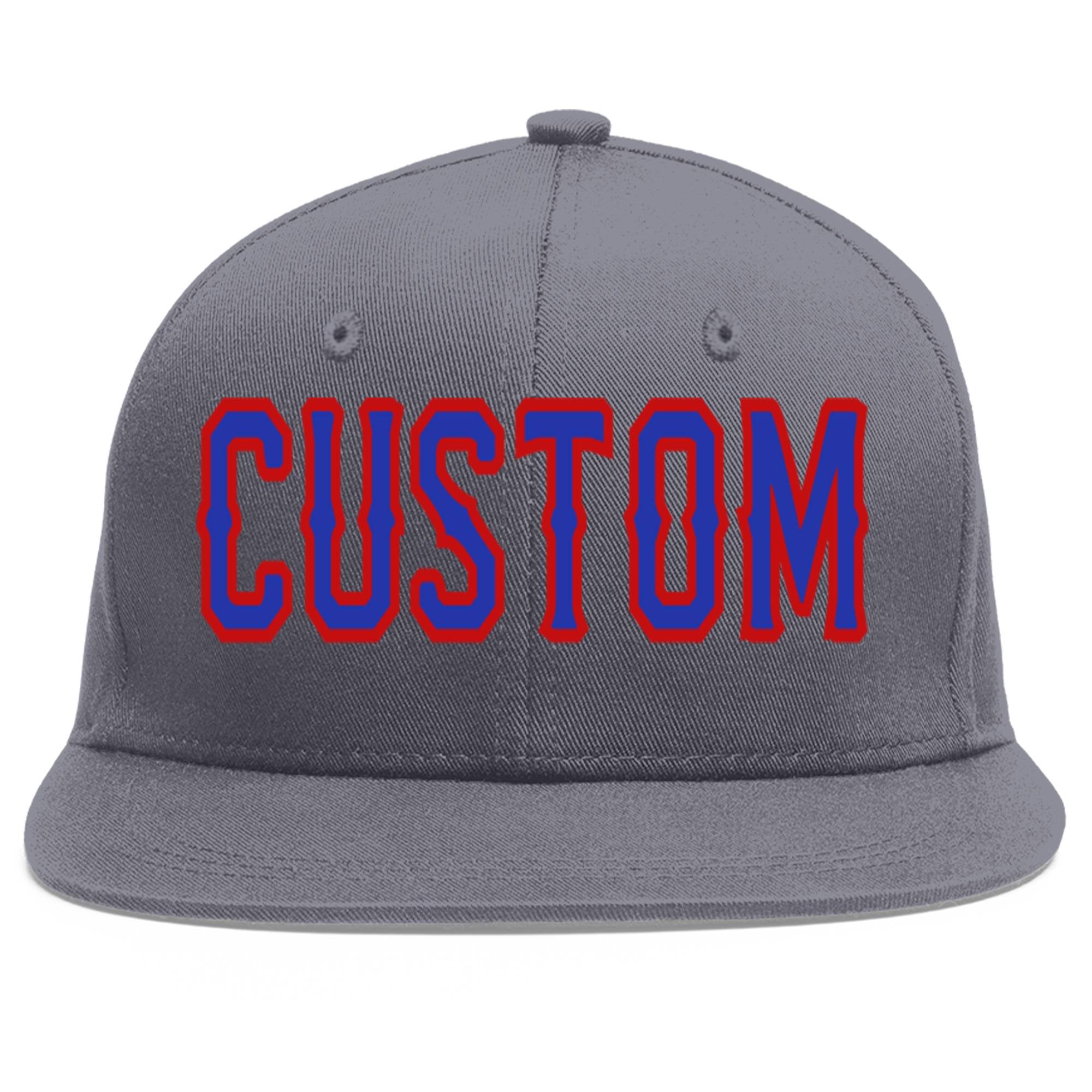 Custom Dark Gray Royal-Red Flat Eaves Sport Baseball Cap – KXKSHOP