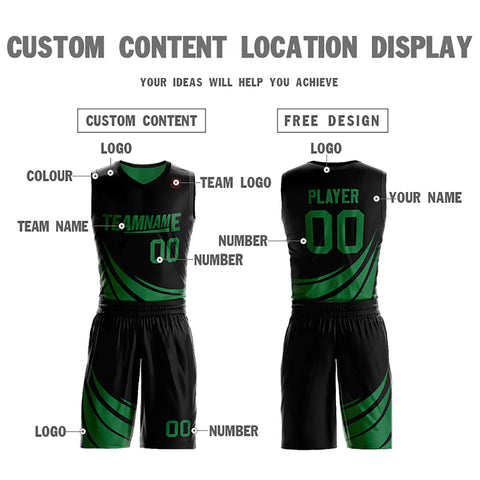 Custom Black Green Double Side Sets Design Sportswear Basketball Jerse ...